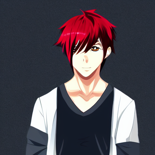 Stable Diffusion prompt: cool looking anime guy with red - PromptHero