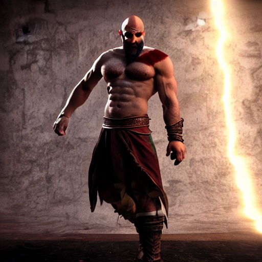 Stable Diffusion prompt: Kratos Full Body High - PromptHero