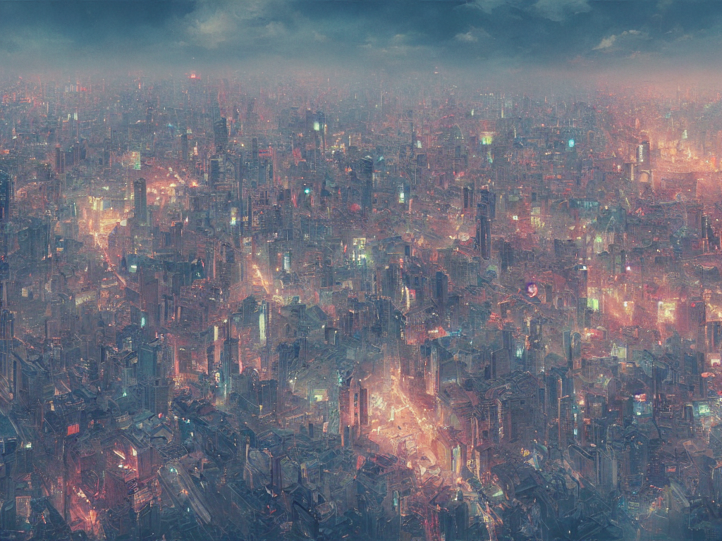 Stable Diffusion prompt: AERIAL VIEW OF TOKYO, art by - PromptHero