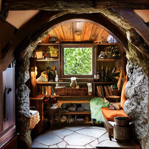 Stable Diffusion prompt: hobbit hole, interior design - PromptHero