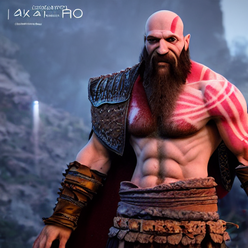 Stable Diffusion prompt: Kratos Full Body with long hair, - PromptHero