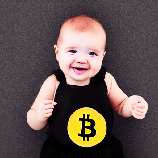Stable Diffusion prompt: Baby holding a bitcoin happiness - PromptHero