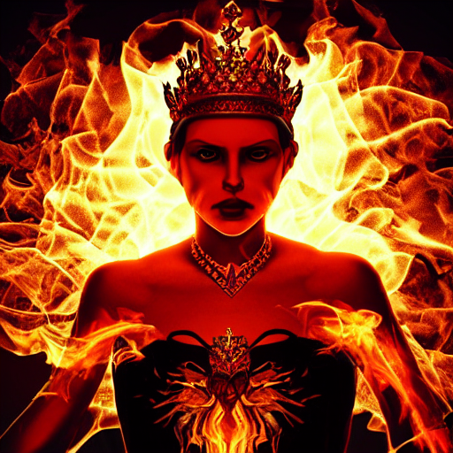 Stable Diffusion prompt: queen of fire character, crown - PromptHero