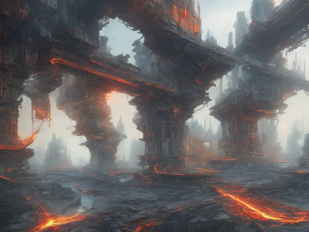 Openjourney prompt: post apocalyptic CITY MADE OF MAGMA - PromptHero
