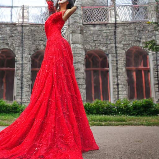Stable Diffusion prompt: The red dress features a hyper - PromptHero
