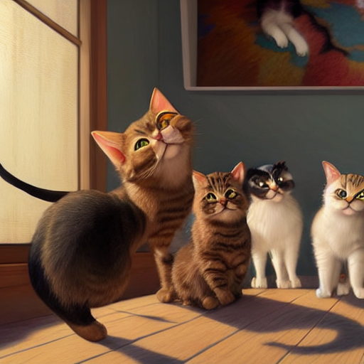 Stable Diffusion prompt: cats in a room, hyper realistic - PromptHero