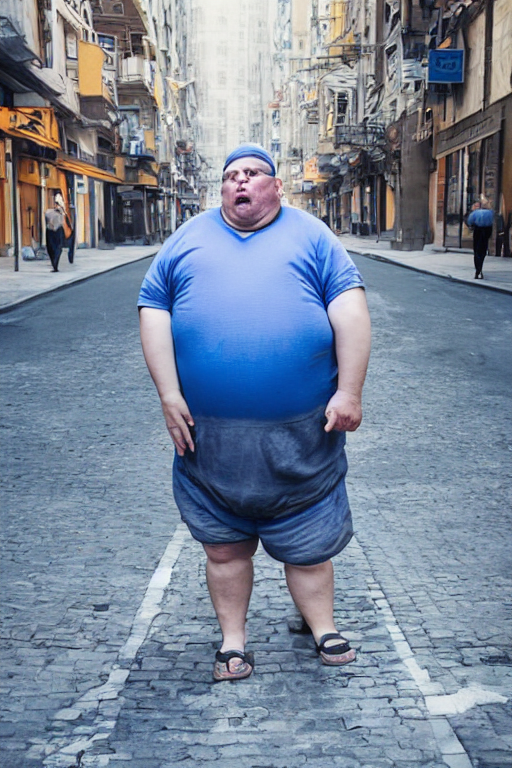 Stable Diffusion prompt: Middle-aged fat man in city - PromptHero