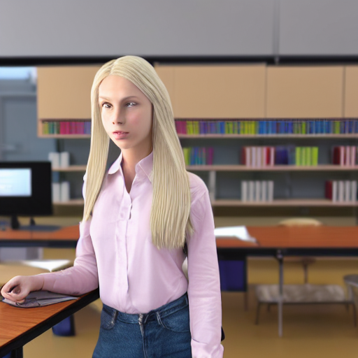 Stable Diffusion prompt: Blonde student standing beside - PromptHero