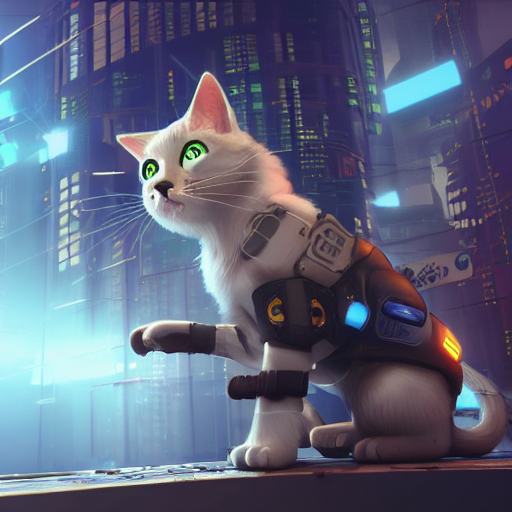 Stable Diffusion prompt: cyberpunk cute mechanic cat, - PromptHero