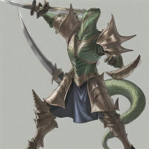 Anything prompt: an anthro lizard with a sword and armor - PromptHero