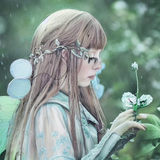 Stable Diffusion prompt: Elf smelling a flower | rainy - PromptHero