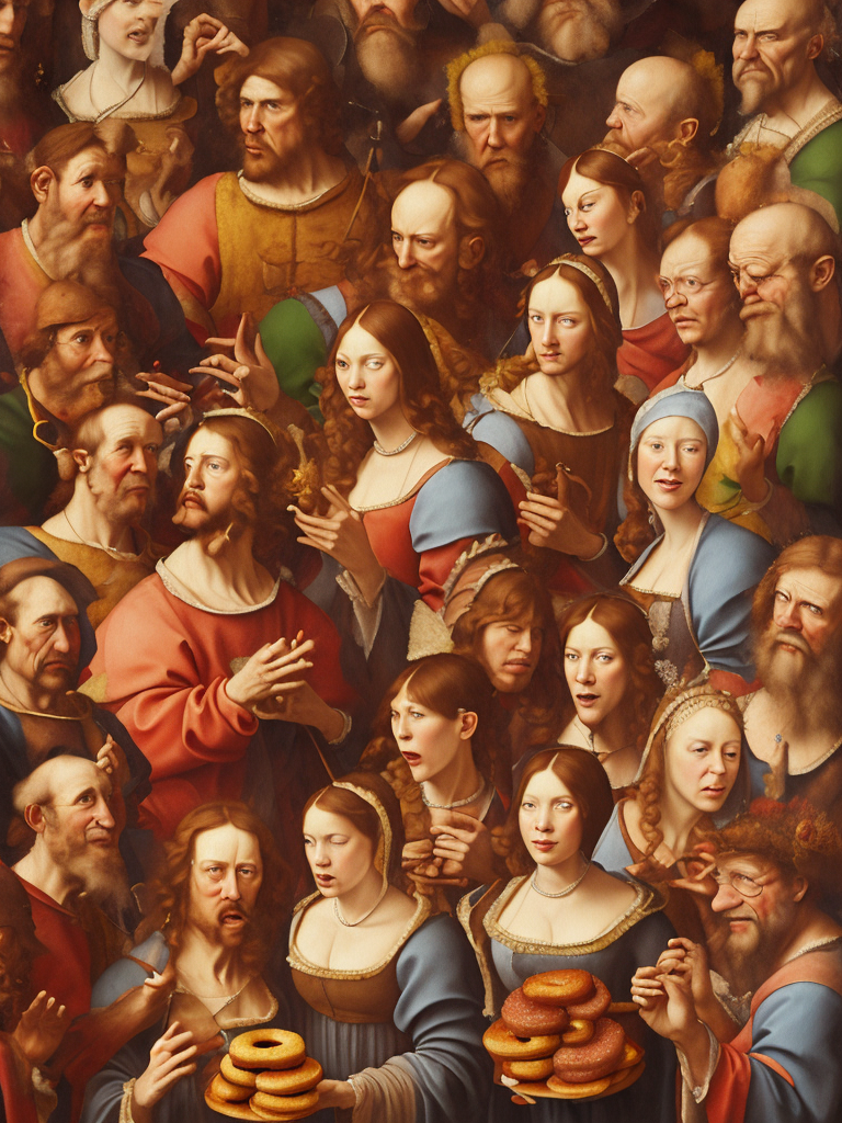 Openjourney prompt: Renaissance style painting of donuts - PromptHero