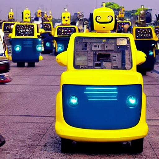 Stable Diffusion prompt: robots driving mumbai yellow - PromptHero