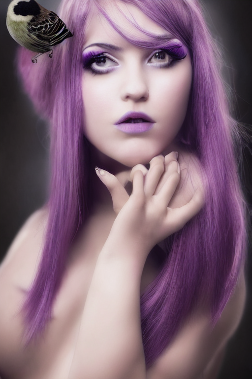 Stable Diffusion prompt: gentle makeup, girl with purple - PromptHero