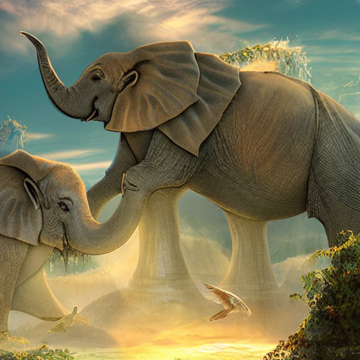 Stable Diffusion prompt: hanging islands, birds flying, - PromptHero