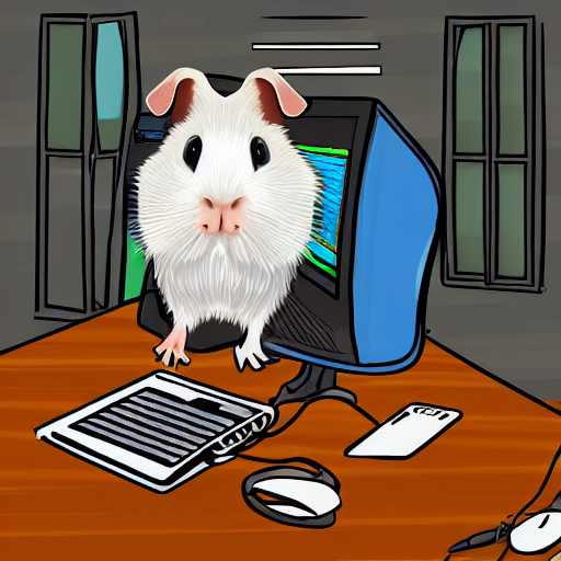 Stable Diffusion prompt: guinea pig programmer at a - PromptHero