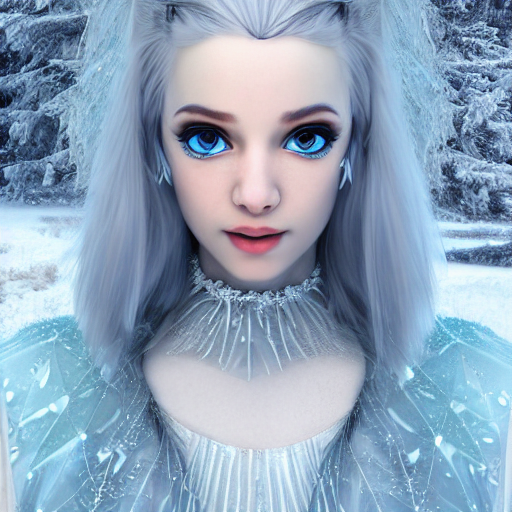 Stable Diffusion prompt: beautiful ice female, dress made - PromptHero
