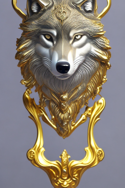 Openjourney prompt: gorgeous wolf statue with gold - PromptHero