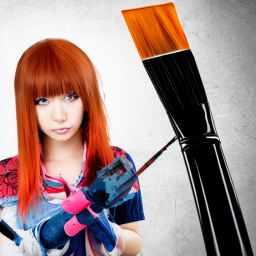 Stable Diffusion prompt: evil anime girl cute holding a - PromptHero