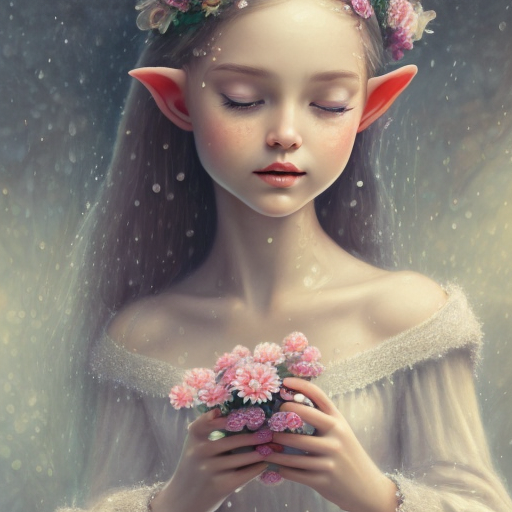 Openjourney prompt: Cute girl elf smelling a flower | - PromptHero