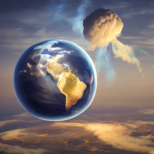 Openjourney prompt: smoky and garbage filled earth and - PromptHero