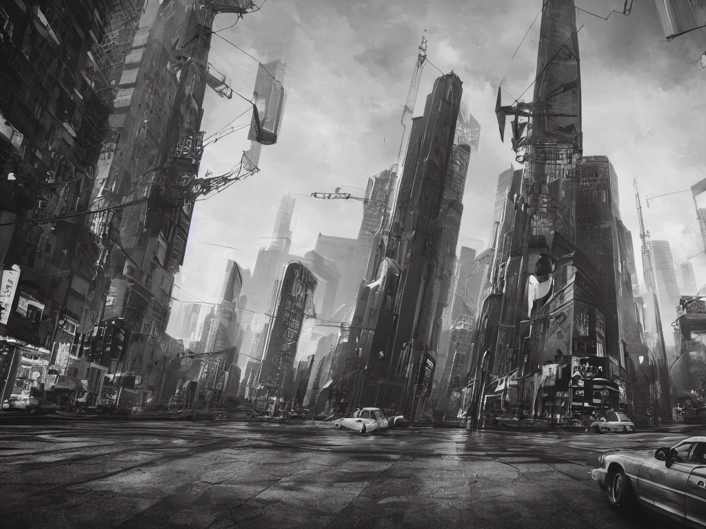 Stable Diffusion prompt: city street view with an tall - PromptHero