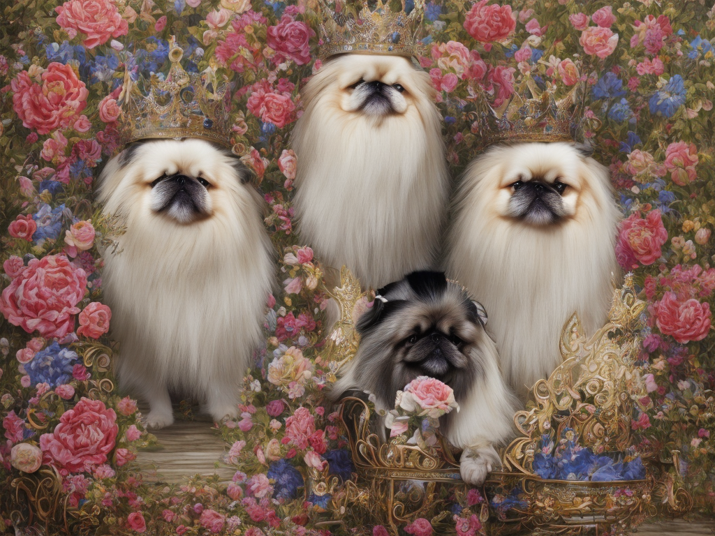 Openjourney prompt: King and queen fat pekingese dogs - PromptHero