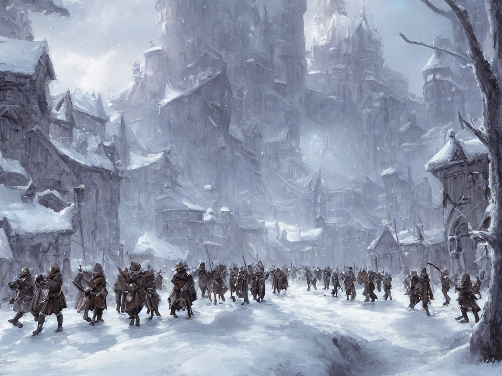 Stable Diffusion prompt: an army marching in winter, - PromptHero