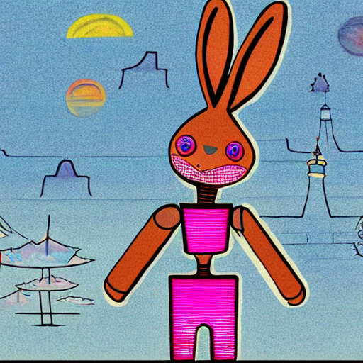 Stable Diffusion prompt: A rabbit humanoid drawn by a 5 - PromptHero