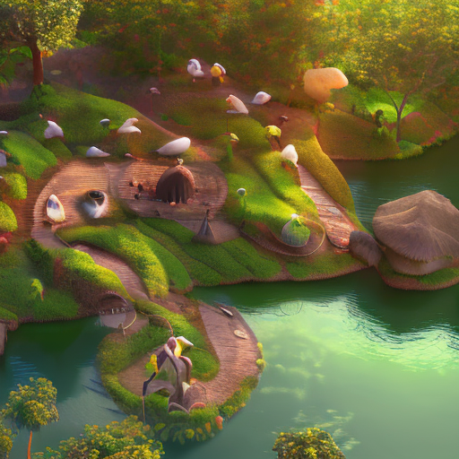 Mo-Di Diffusion prompt: hanging islands, birds flying, - PromptHero