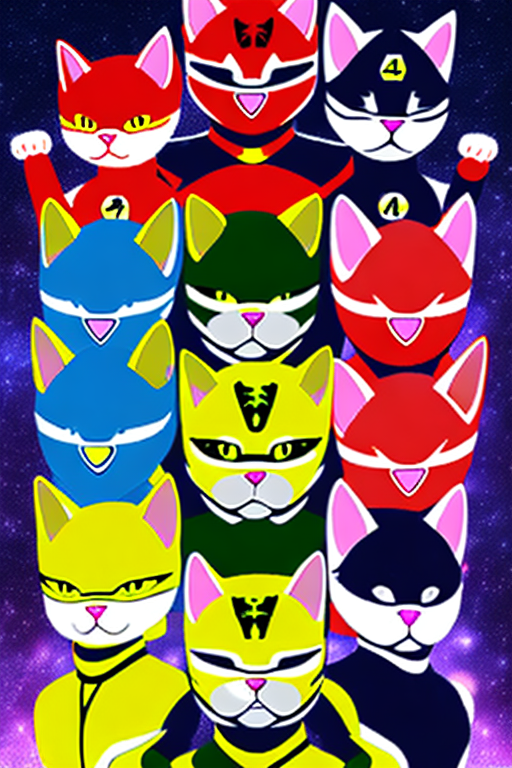 Openjourney prompt: cat super sentai --v 4 --chaos 1 - PromptHero