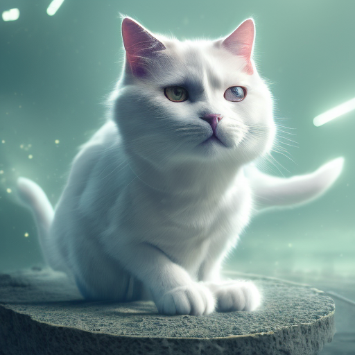 Openjourney prompt: robotic white cat, playing with an - PromptHero