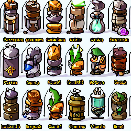 Stable Diffusion prompt: game sprite sheet of rpg potion - PromptHero
