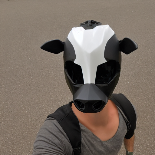Stable Diffusion prompt: head cow helmet bike - PromptHero