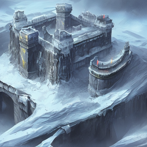 Openjourney prompt: ice desolate fortress concept art - PromptHero