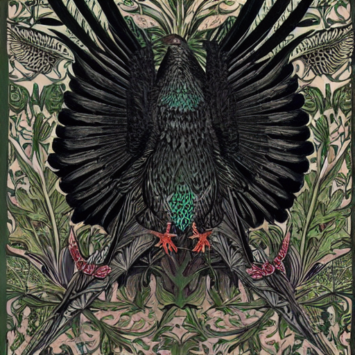 Stable Diffusion prompt: black crow with green eyes :: - PromptHero