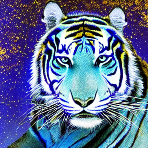 Stable Diffusion prompt: A blue tiger on the Gold moon - PromptHero