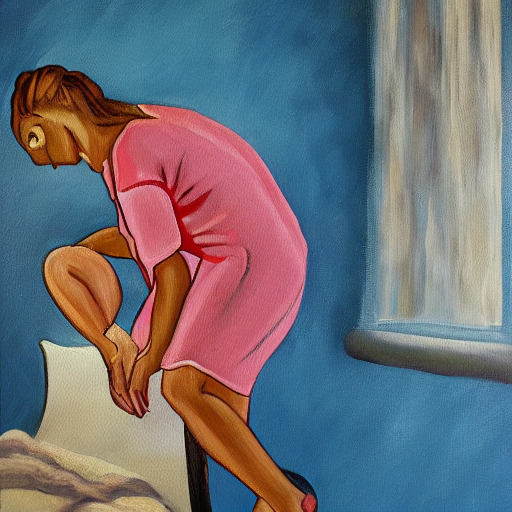 Stable Diffusion prompt: A painting of nurse touching her - PromptHero