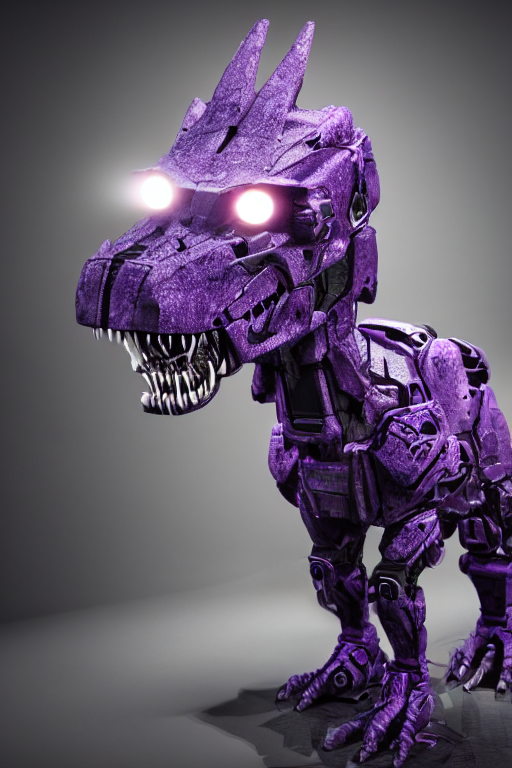 Stable Diffusion prompt: cybernetic t-rex, black scales, - PromptHero