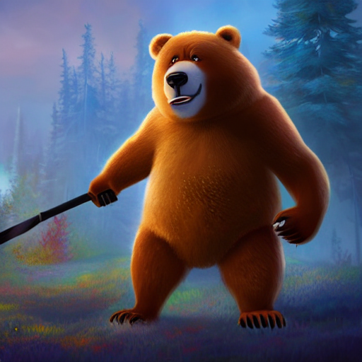Stable Diffusion prompt: bear holding big club weapon, - PromptHero
