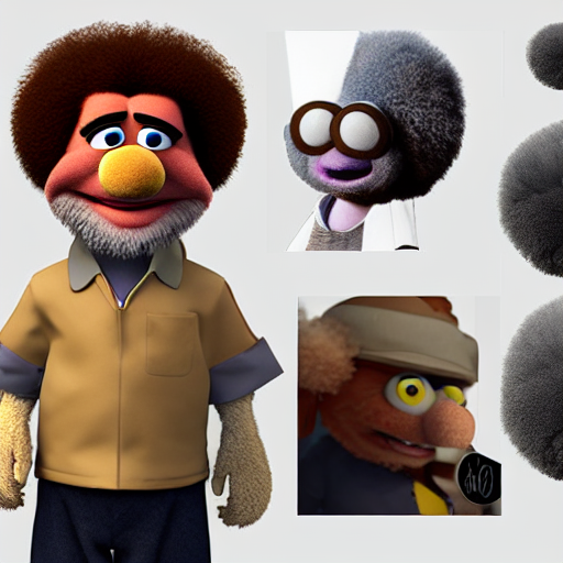Stable Diffusion prompt: Bob Ross as a muppet, pixar fur, - PromptHero