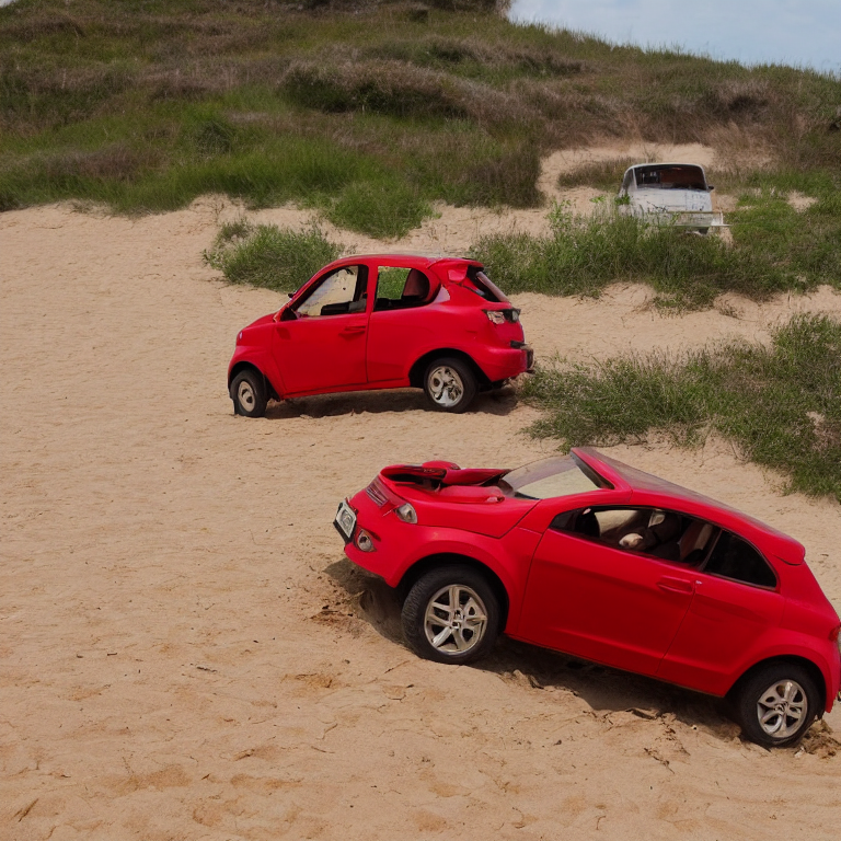 Stable Diffusion prompt: an small red car in beach sands - PromptHero
