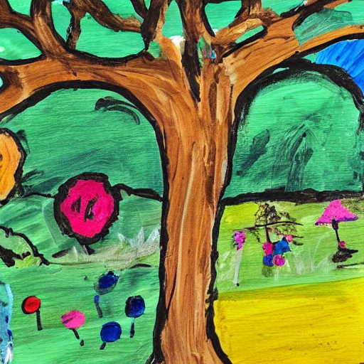 Stable Diffusion prompt: Landscape painting by a 3-4 year - PromptHero
