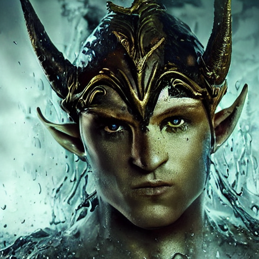 Stable Diffusion prompt: Close-up of Elven King emerging - PromptHero