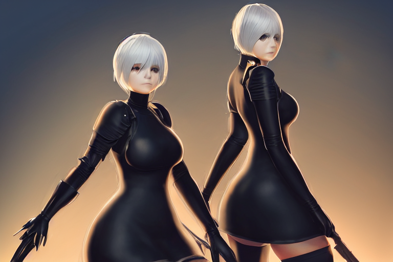 Stable Diffusion prompt: full body portrait of 2B from - PromptHero