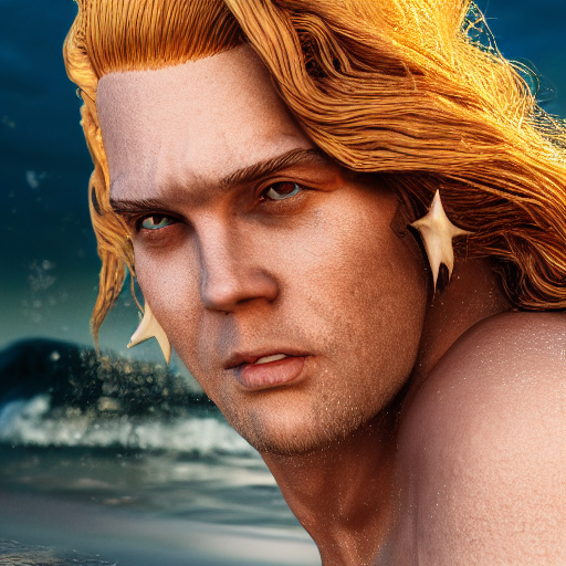 Stable Diffusion prompt: merman, pointed ears, golden - PromptHero